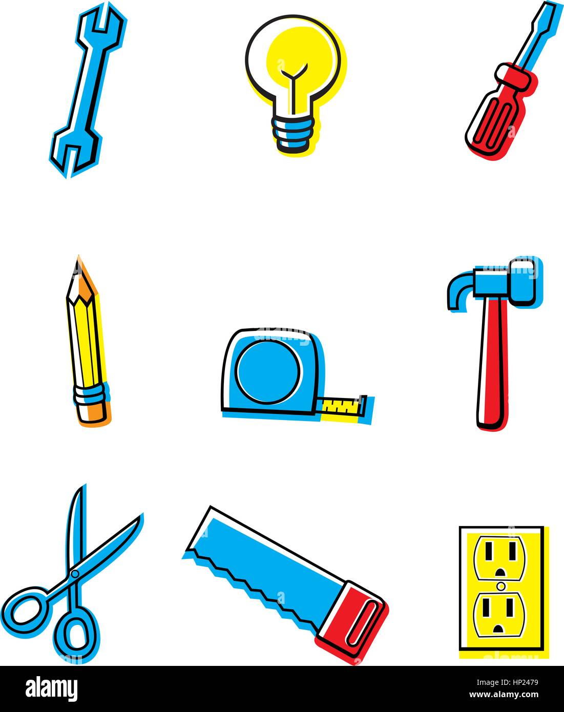 A variety of cartoon icons with a tool theme Stock Vector Image & Art ...
