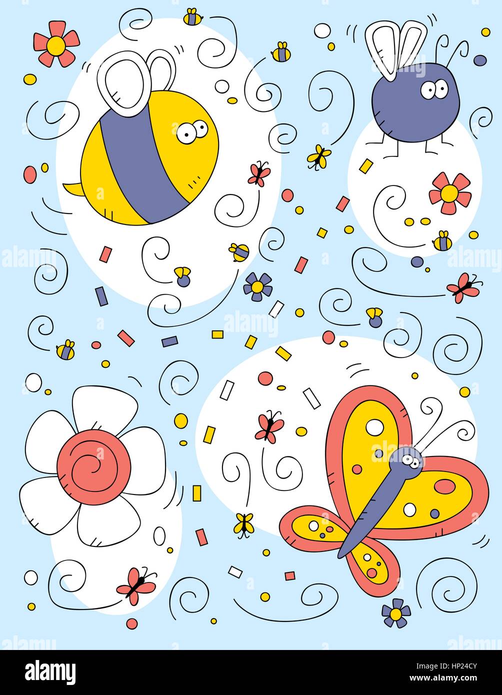 A cartoon doodle with a bugs theme Stock Vector Image & Art - Alamy