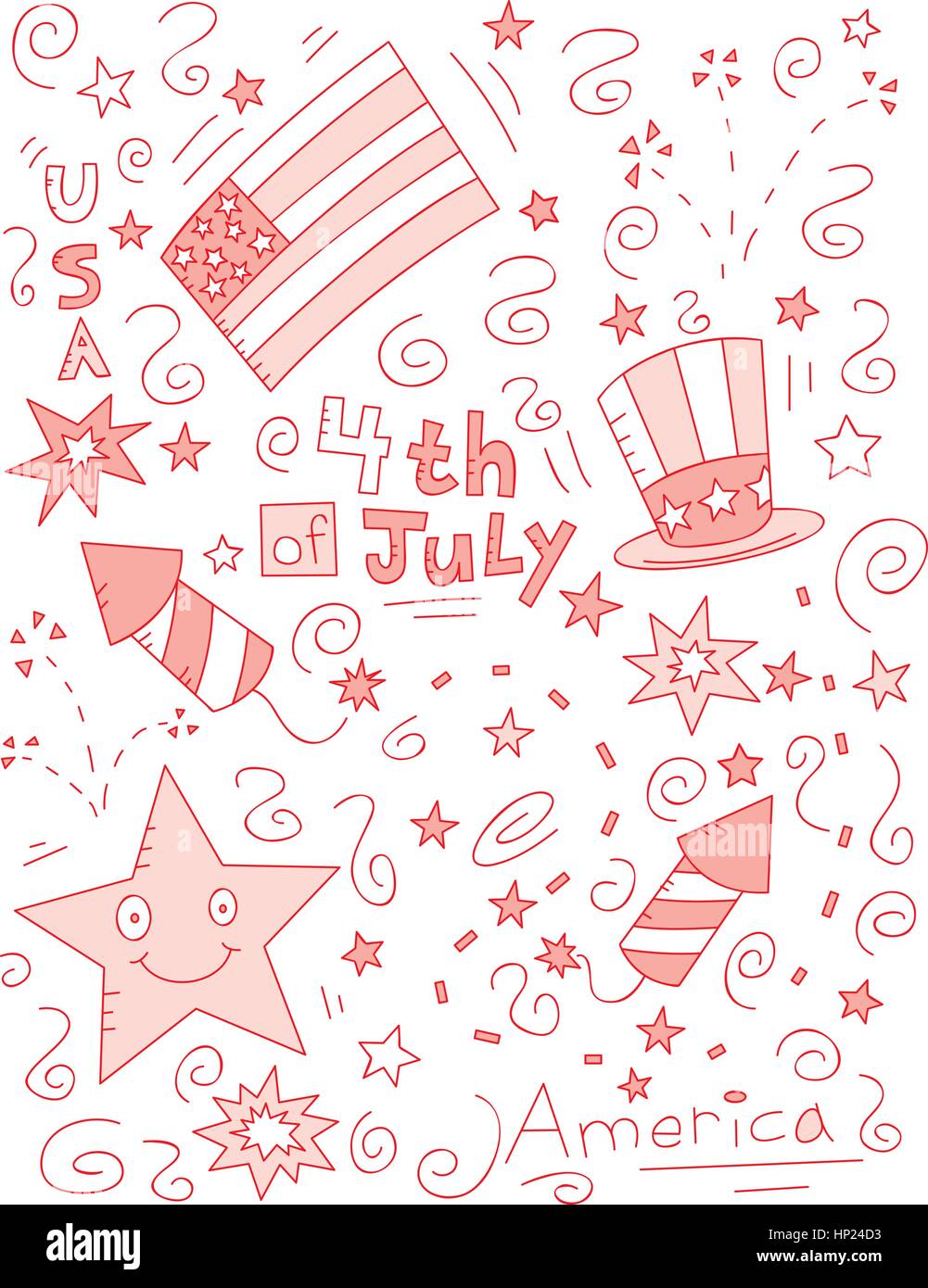 Cartoon doodle 4th july Stock Vector Images - Alamy