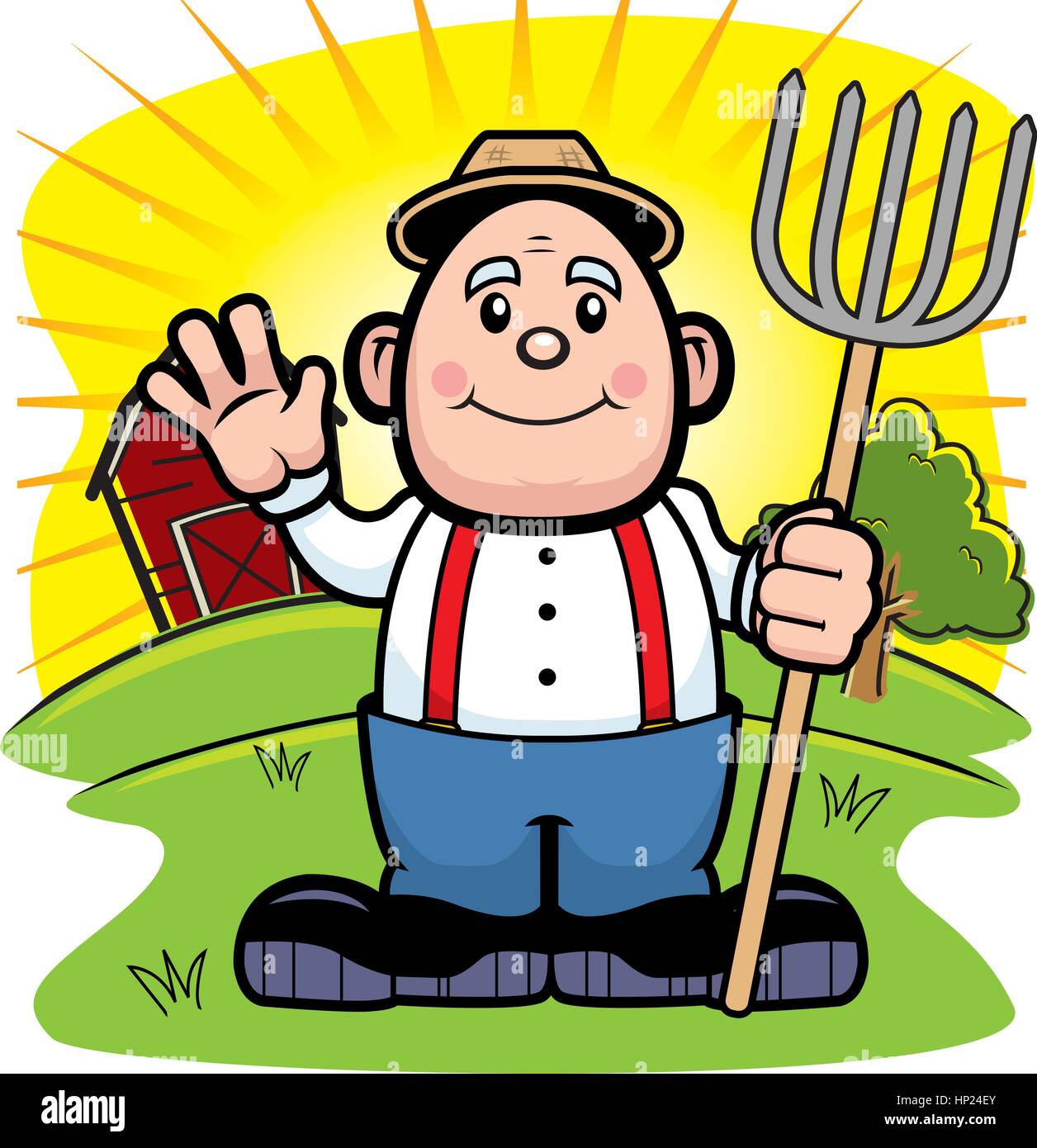 A cartoon farmer on a farm waving Stock Vector Image & Art - Alamy