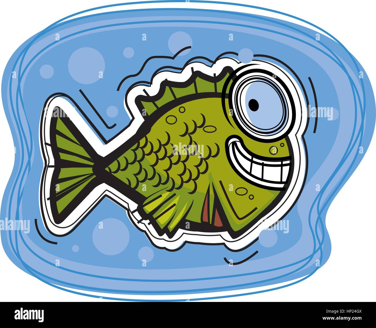 A cartoon green fish smiling and happy Stock Vector Image & Art - Alamy