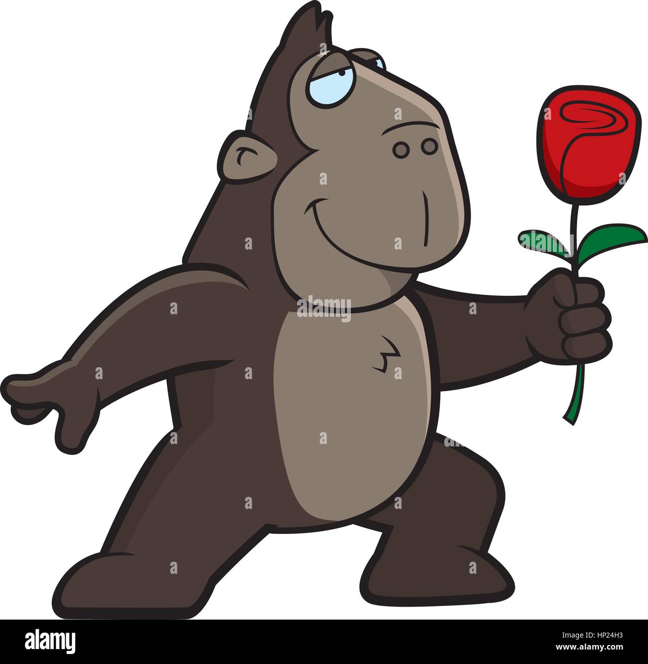 A happy cartoon ape with a red flower Stock Vector Image & Art - Alamy