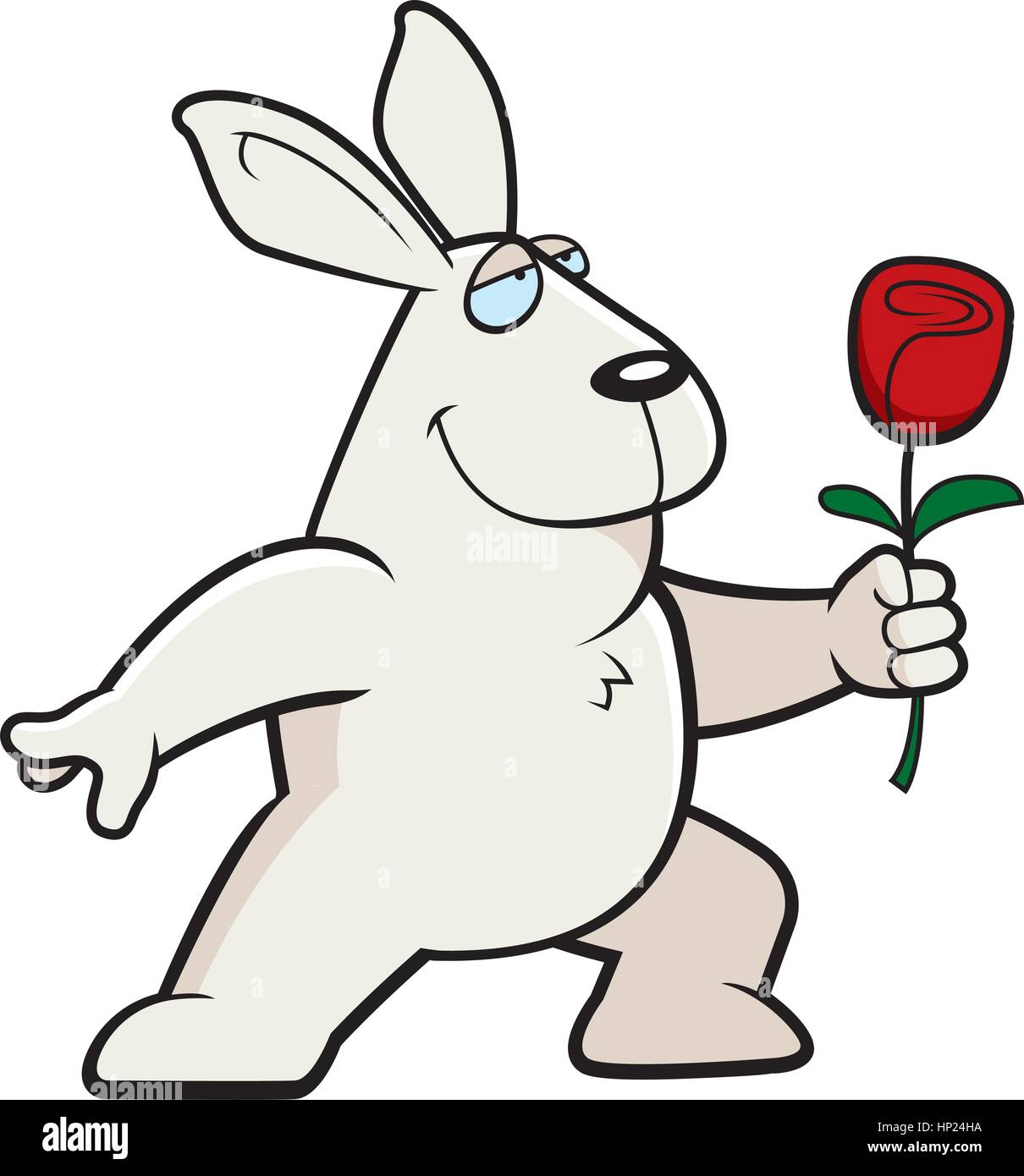 A happy cartoon rabbit with a flower Stock Vector Image & Art - Alamy