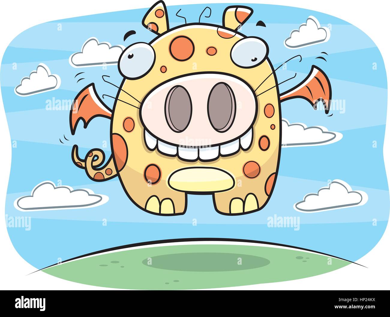 A cartoon creativity monster floating in the air Stock Vector Image ...