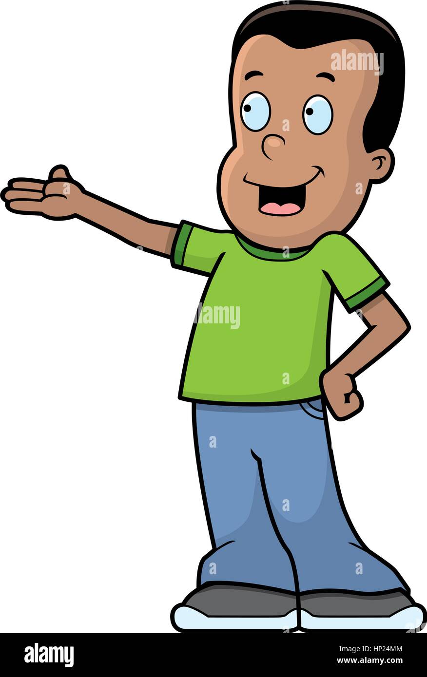 A happy cartoon boy presenting something Stock Vector Image & Art - Alamy