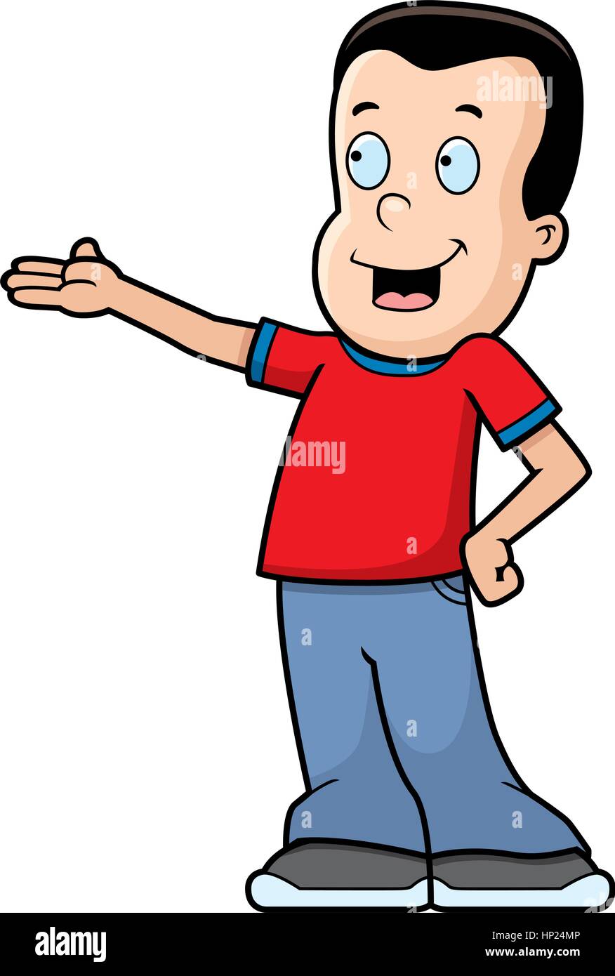 A happy cartoon boy presenting something Stock Vector Image & Art - Alamy