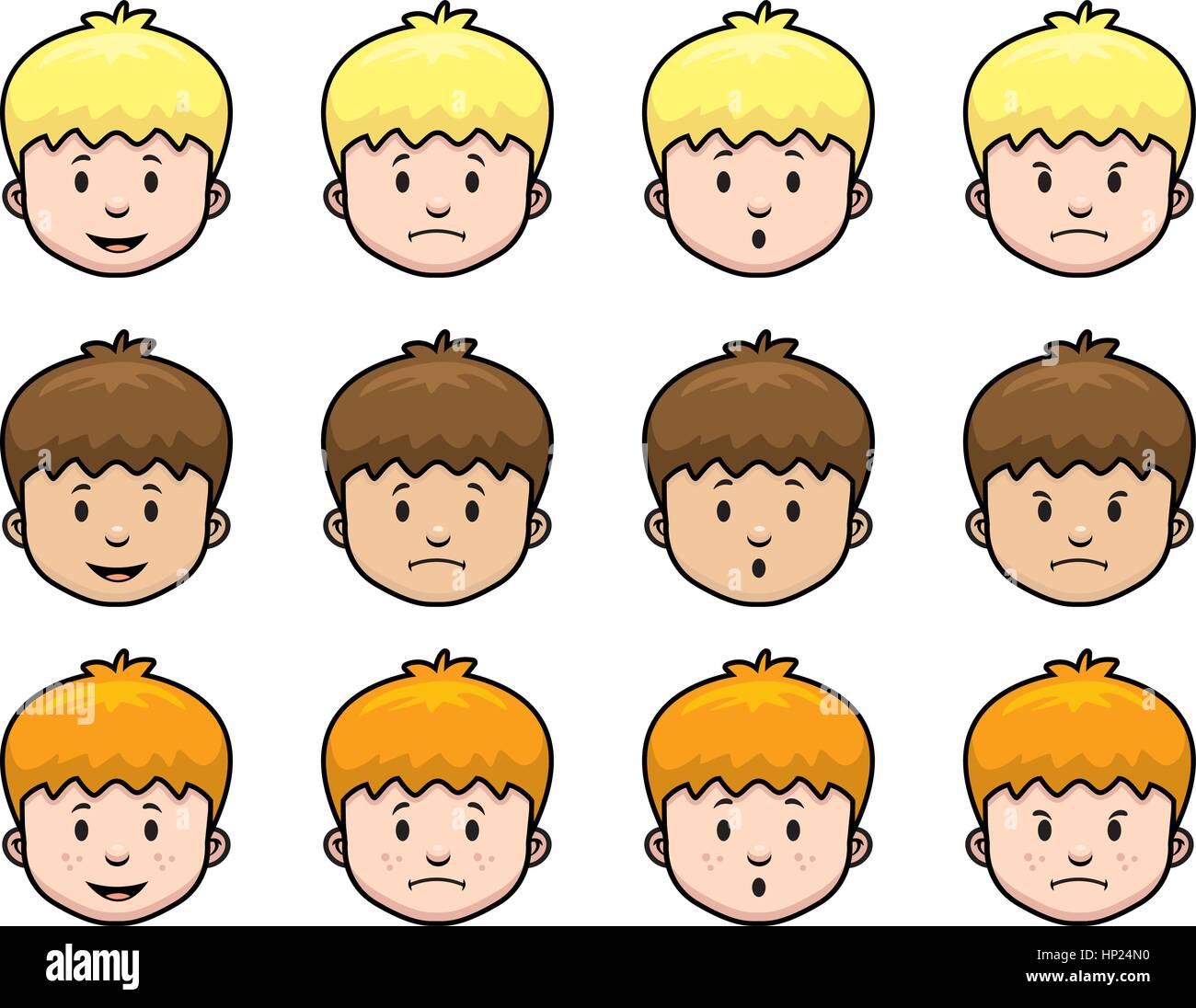 A cartoon boy with a variety of expressions Stock Vector Image & Art ...