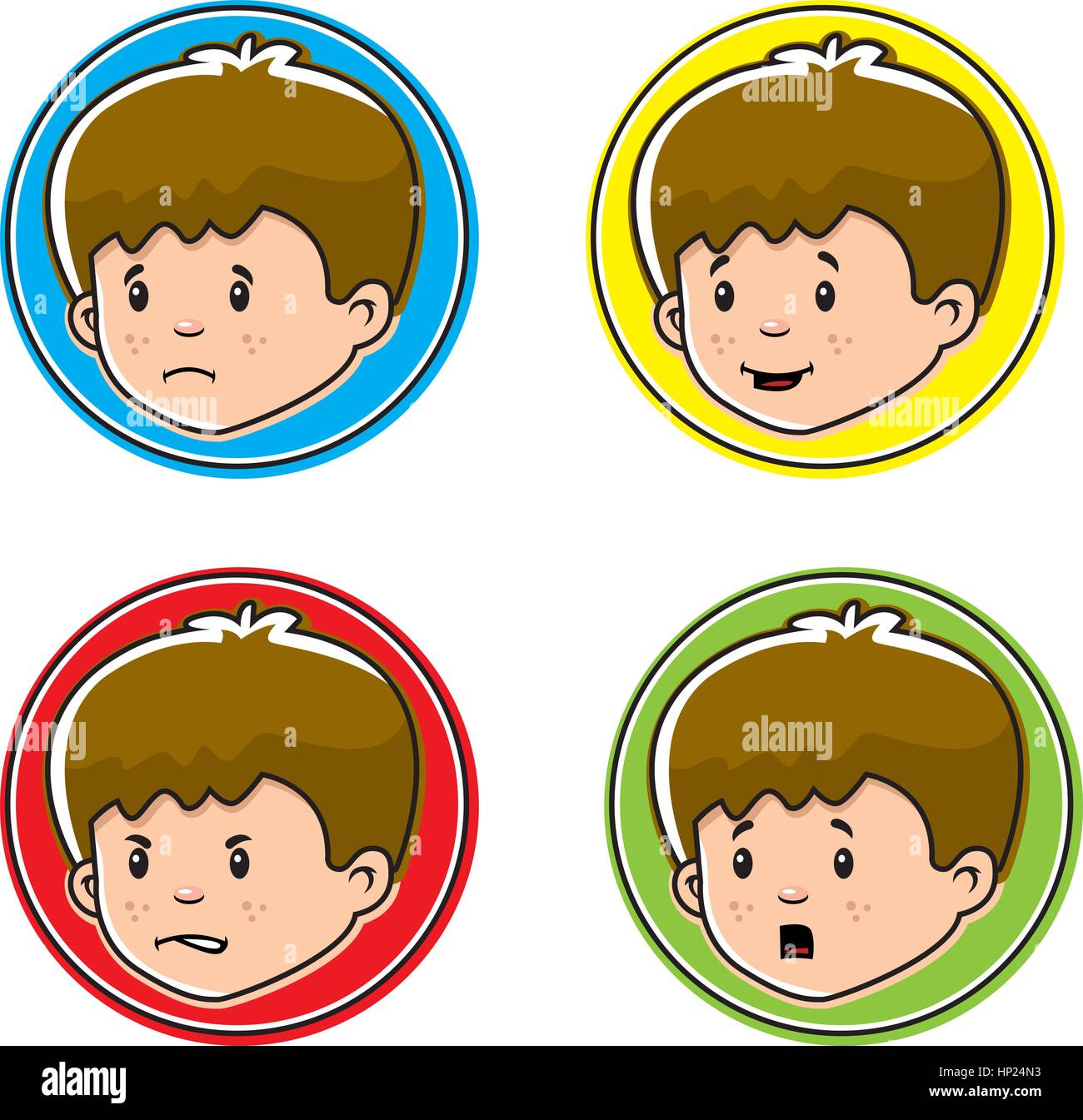 A cartoon boy with a variety of expressions Stock Vector Image & Art ...