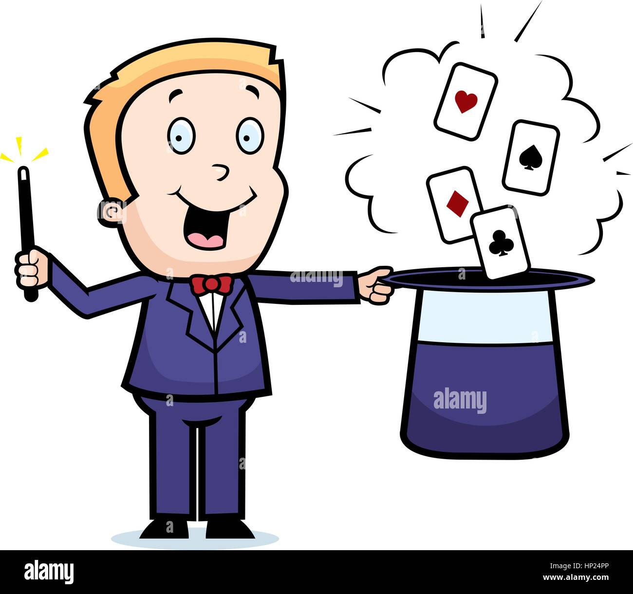 A happy cartoon child magician doing a card trick Stock Vector Image ...