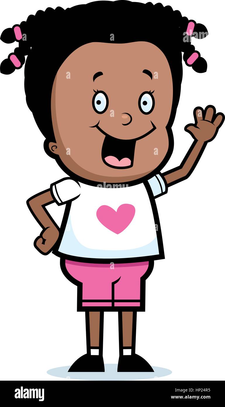 A happy cartoon girl waving and smiling Stock Vector Image & Art - Alamy