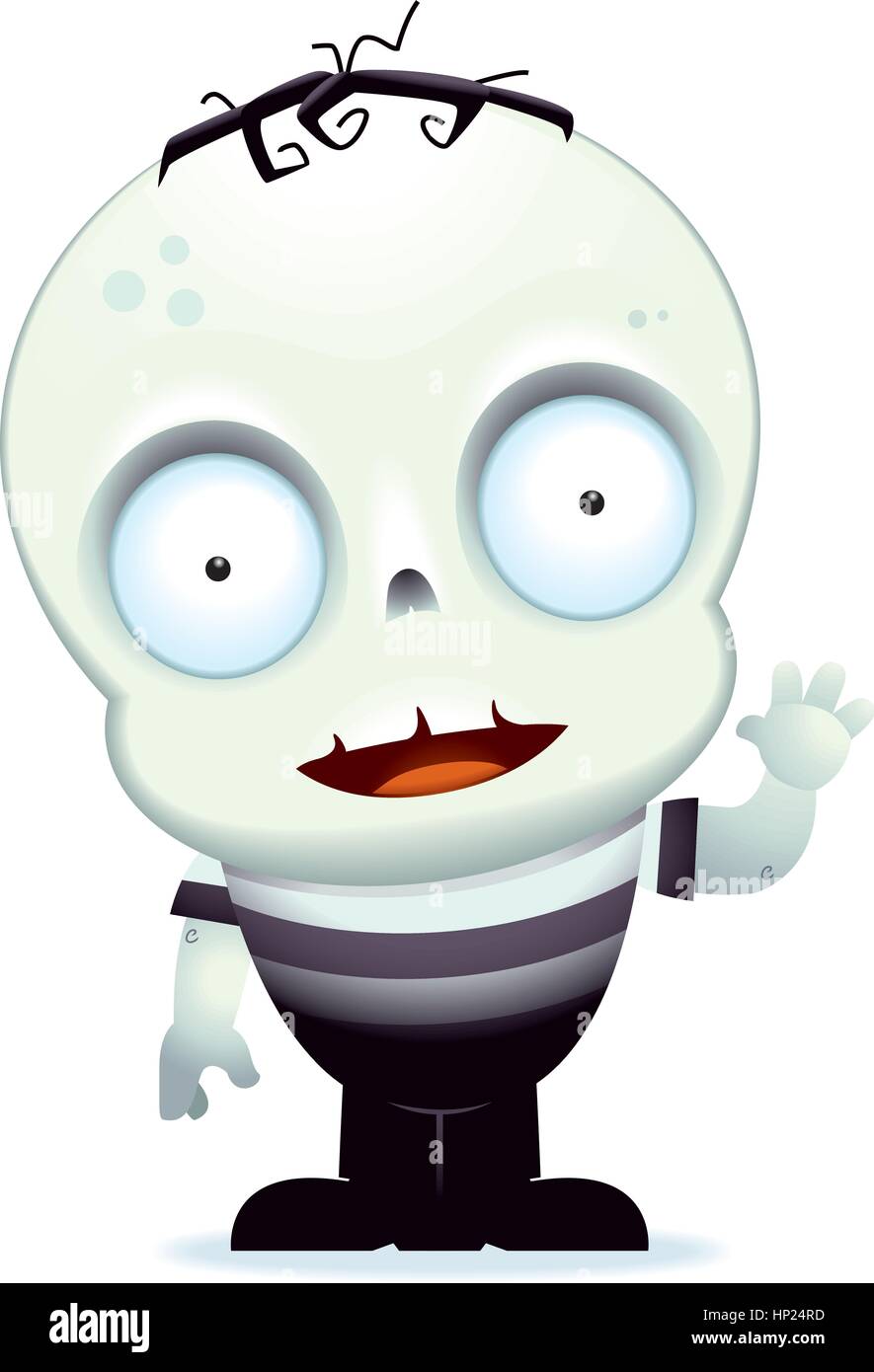 A happy cartoon zombie child waving and smiling Stock Vector Image ...