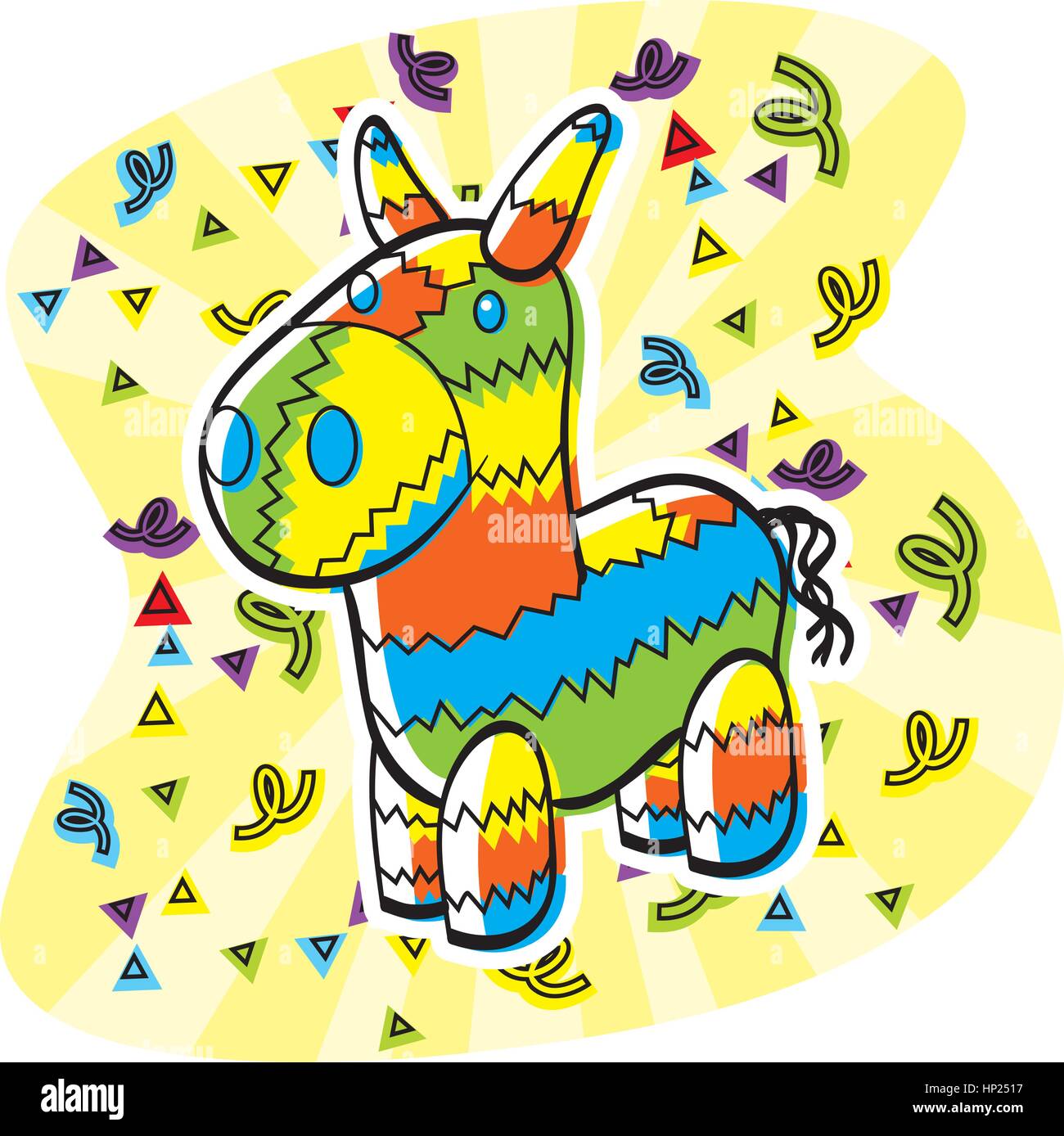A cartoon donkey shaped pinata with confetti Stock Vector Image & Art ...