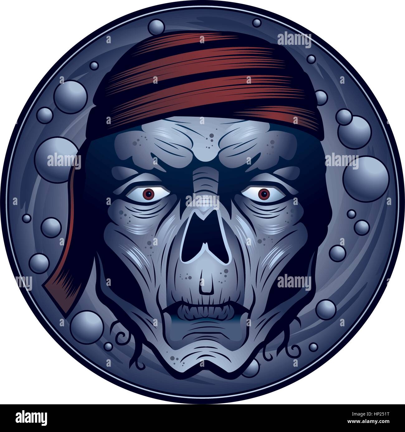 An illustration of a undead pirates face and head Stock Vector Image ...