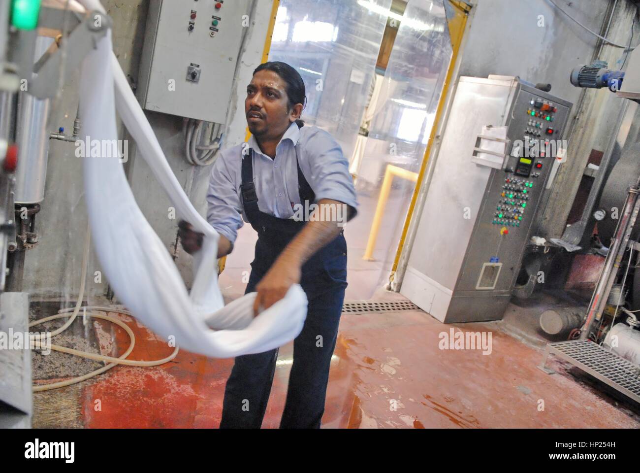 Milan (Italy), plant for industrial fabrics dyeing Stock Photo - Alamy