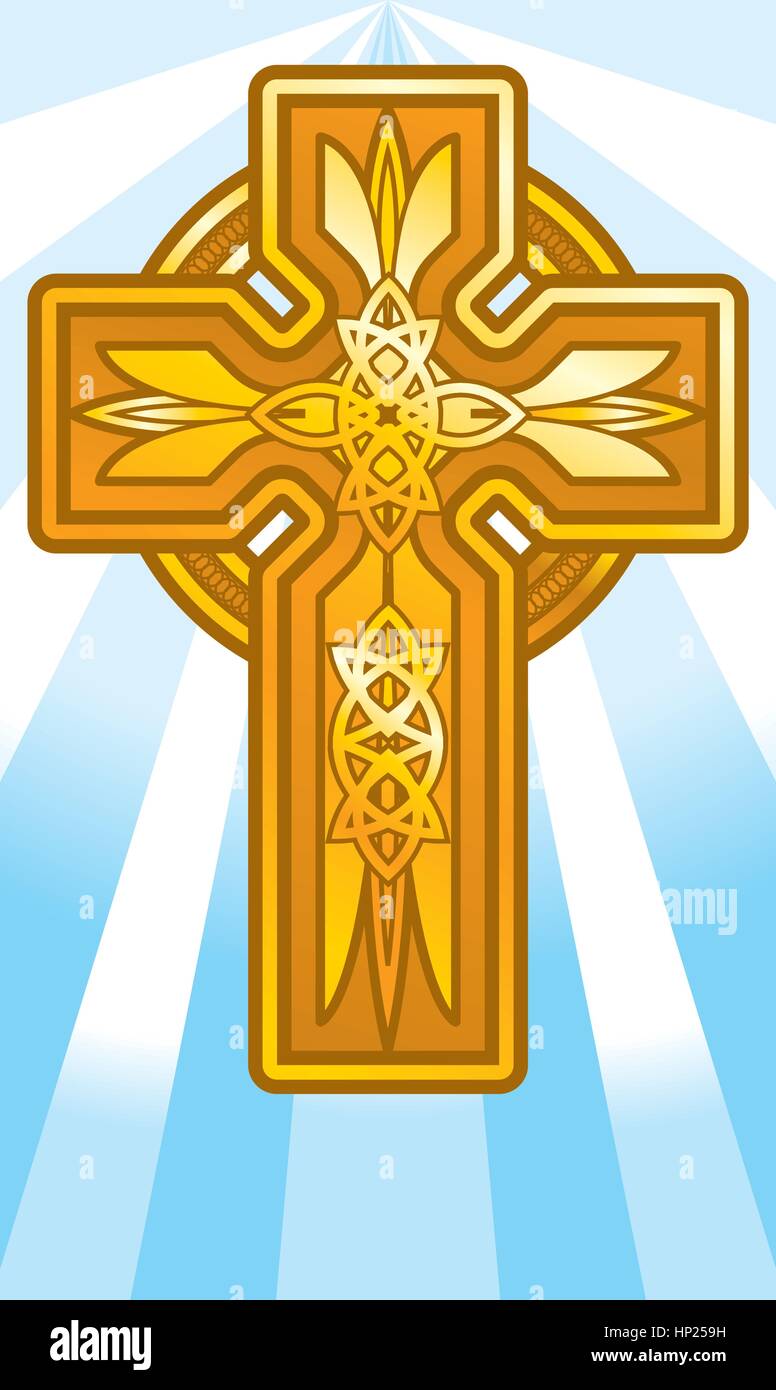 An illustration of a gold cross on a background Stock Vector Image ...