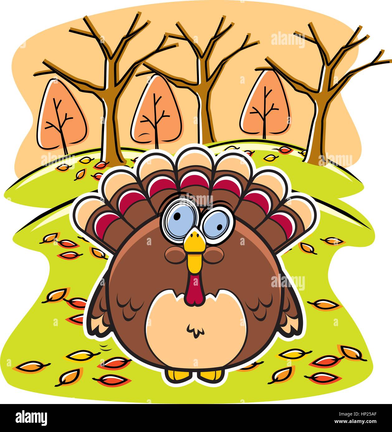 A cartoon fat turkey in the forest in the fall Stock Vector Image & Art ...