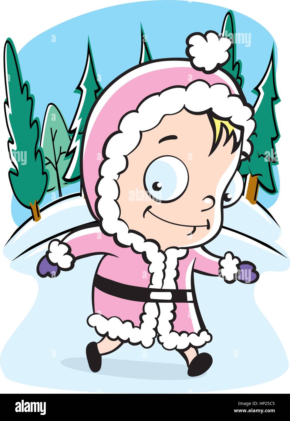 A cartoon girl in the snow smiling Stock Vector Image & Art - Alamy