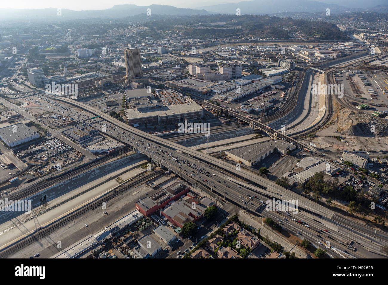 Los Angeles, California, USA - August 6, 2016: Aerial view of the LA ...
