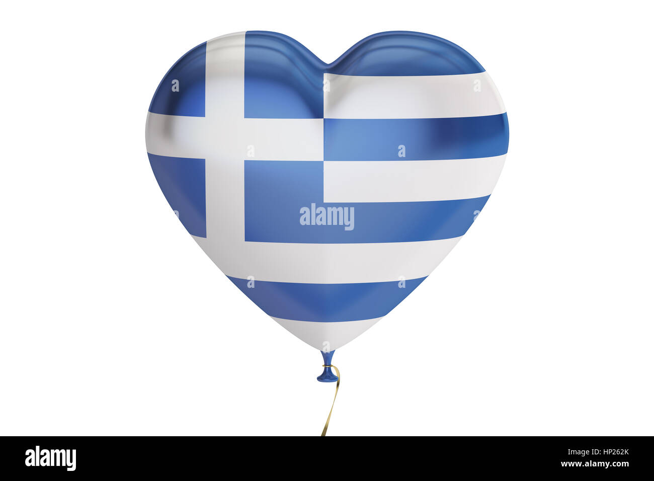 balloon with Greece flag in the shape of heart, 3D rendering isolated ...