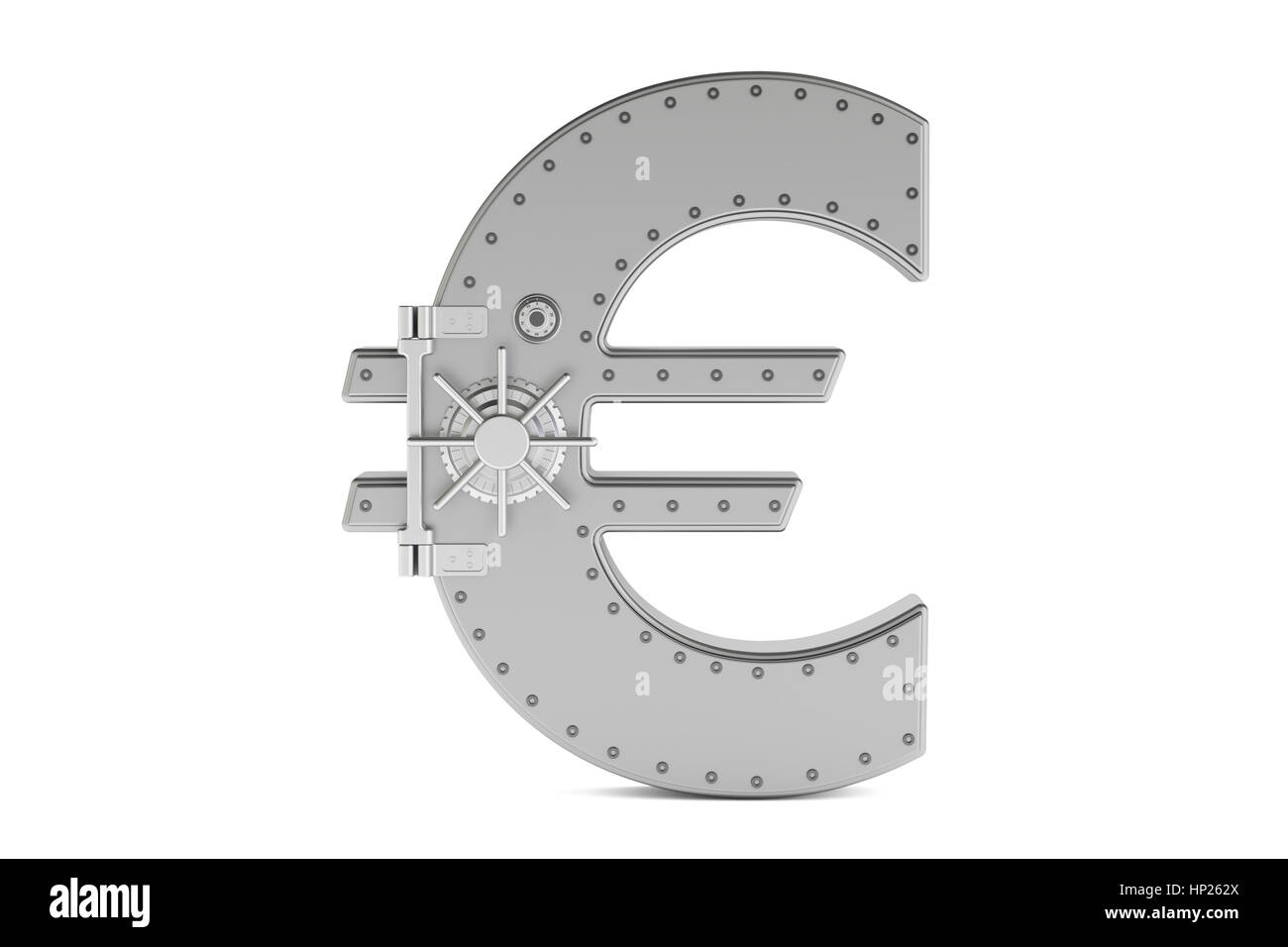 combination safe box in shape of symbol euro, 3D rendering isolated on ...