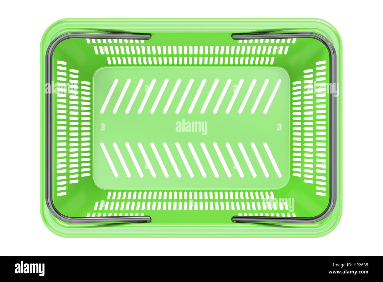 Green shopping basket top view, 3D rendering isolated on white ...
