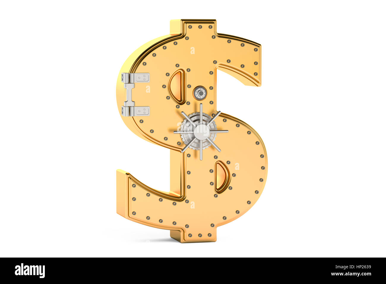 safe box in shape of sign dollar, 3D rendering isolated on white ...