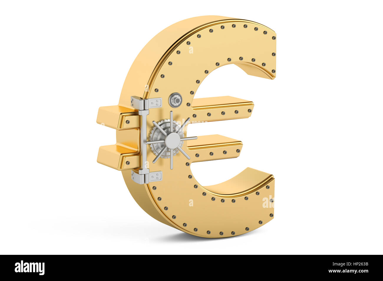 safe box in shape of symbol euro, 3D rendering isolated on white ...