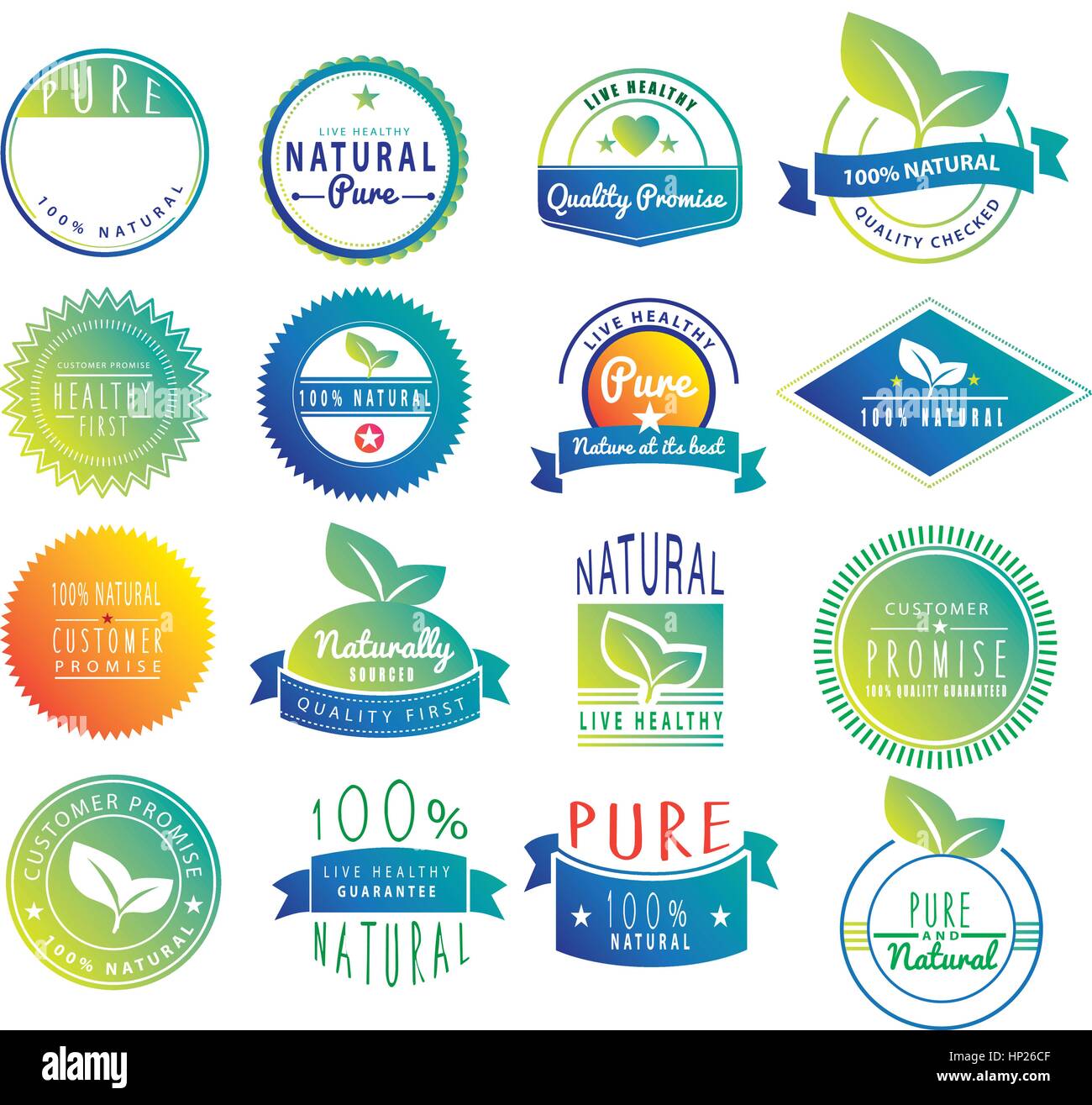graphic design elements based on natural, pure and healthy businesses ...