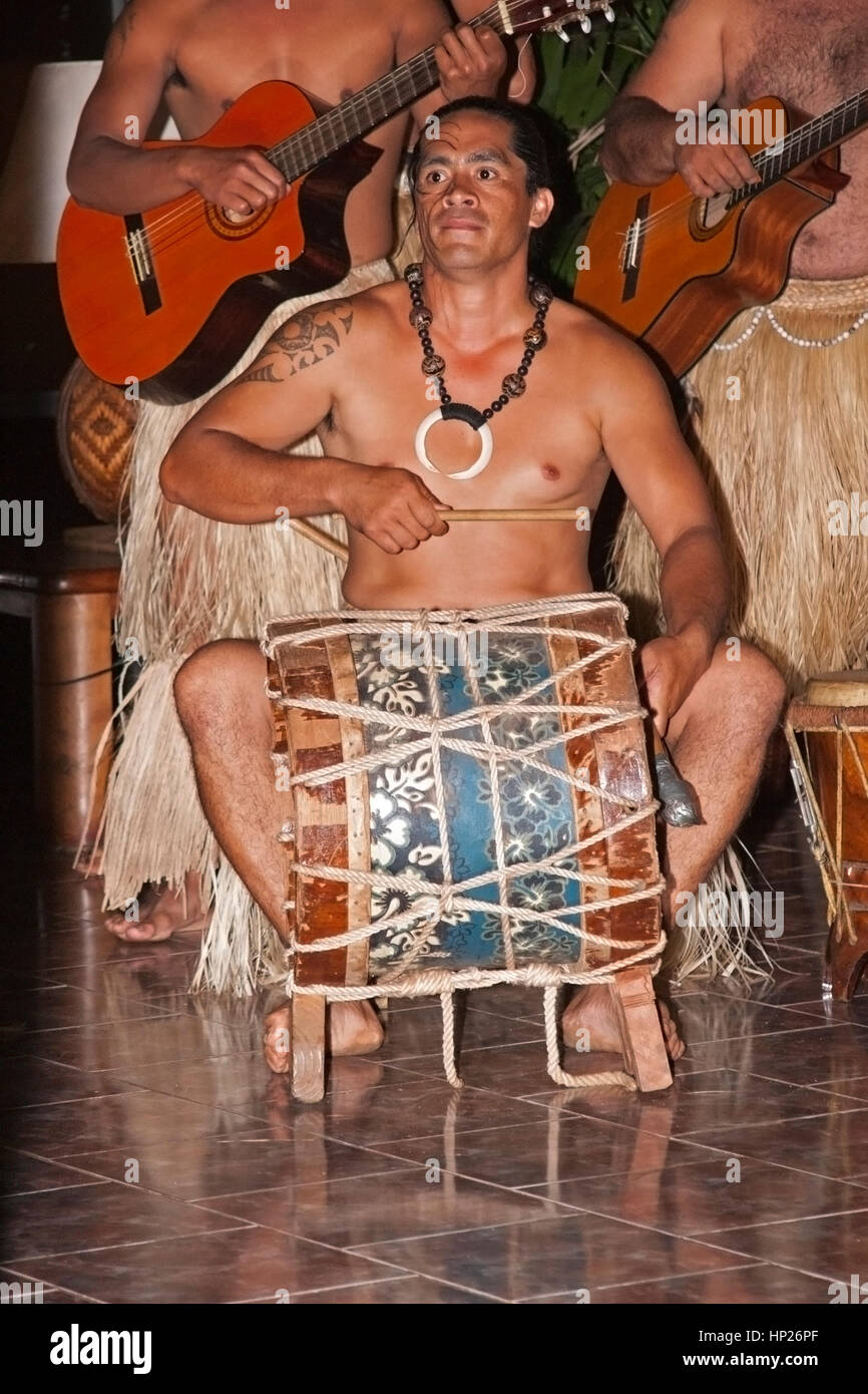 Kari Kari male drummer performing on Rapa Nui (Easter Island), Chile ...