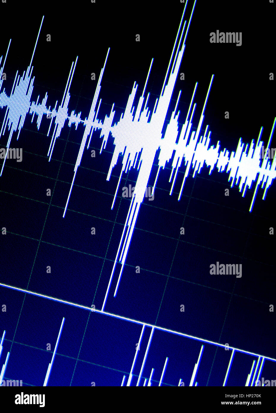 Sound recording studio audio wave on computer screen in professional ...