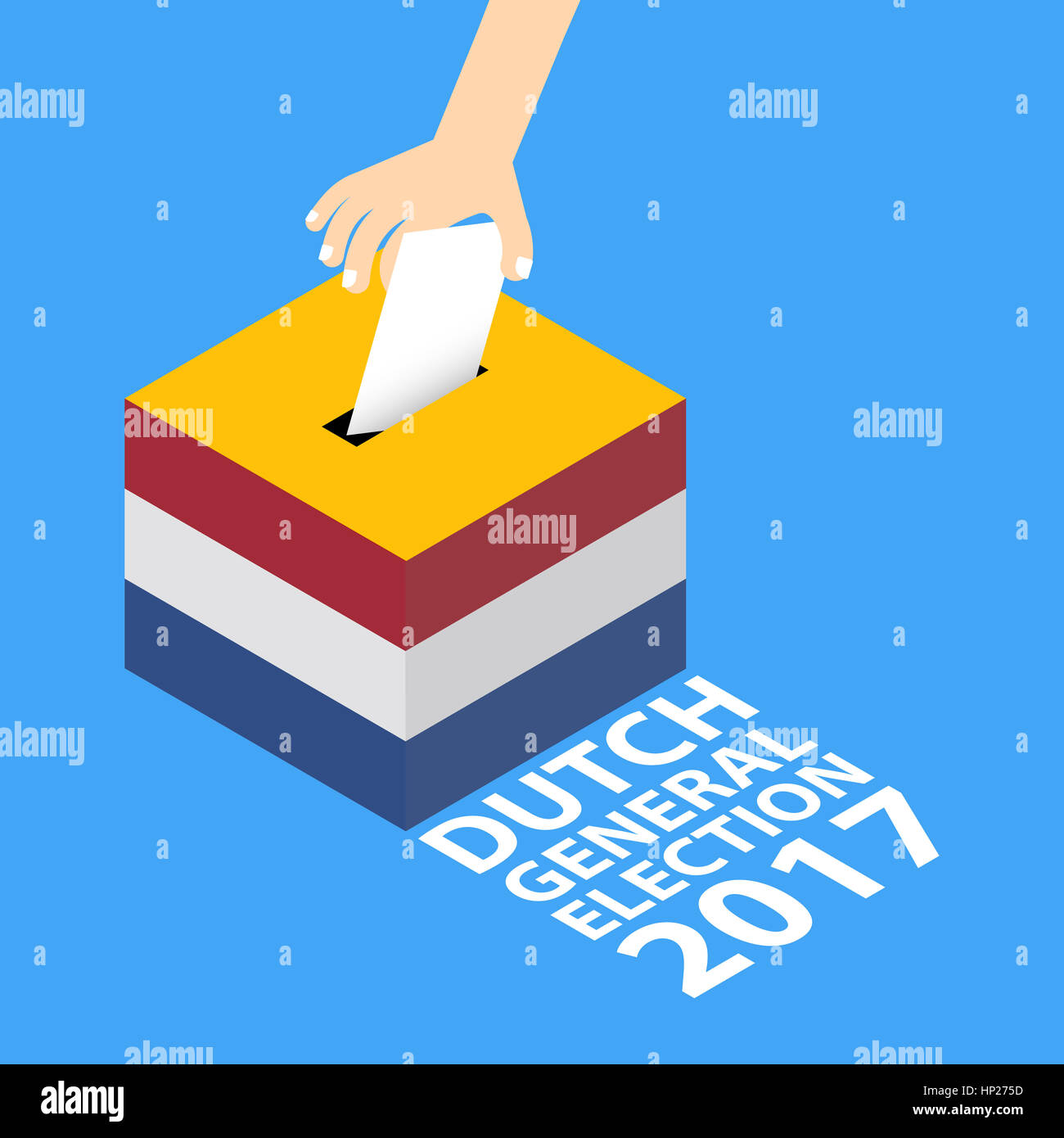 Dutch General Election 2017 Illustration Flat Style - Hand Putting ...