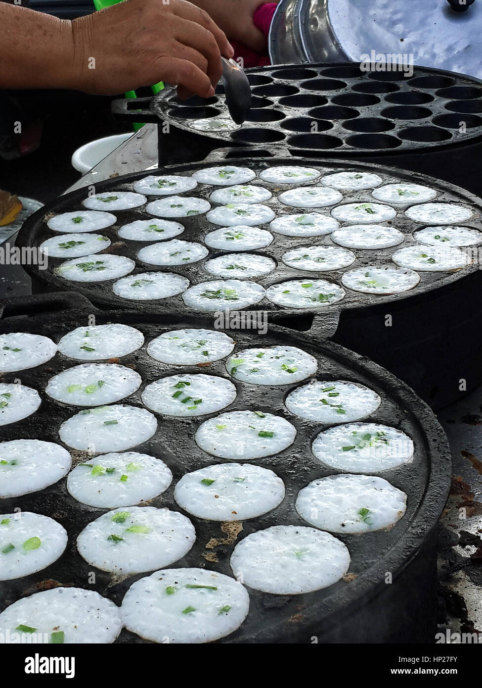 Kanom krok or coconut pudding is dessert of Thai traditional sweetmeat ...