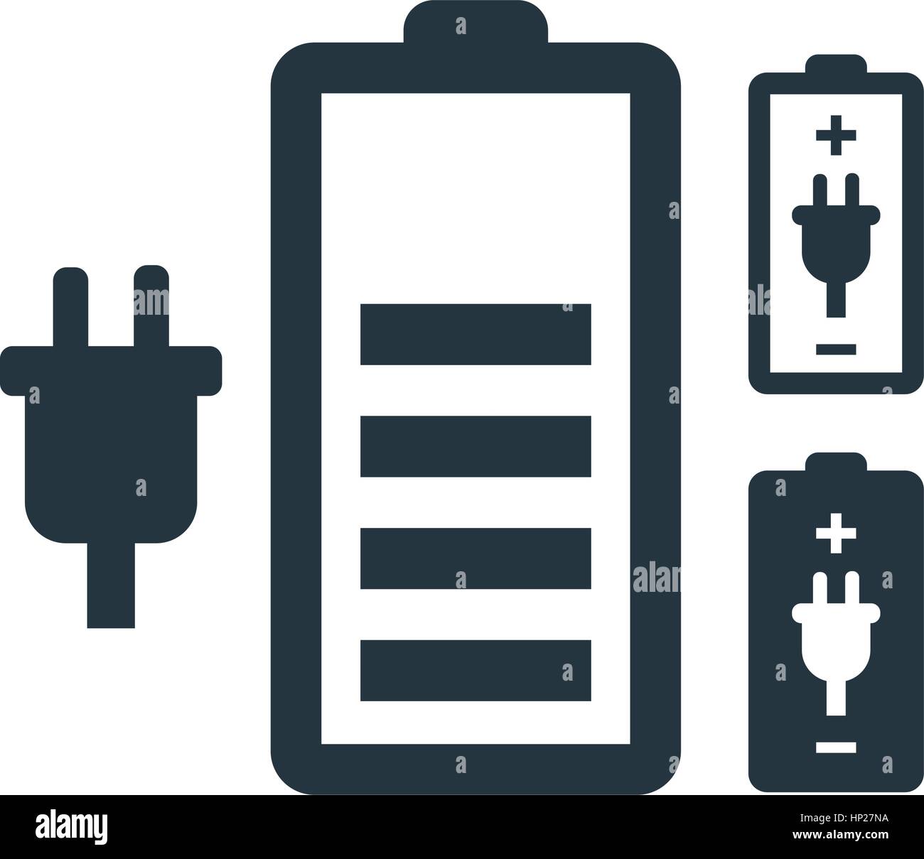 Battery with Power Plug Icon Set Design Stock Vector Image & Art - Alamy