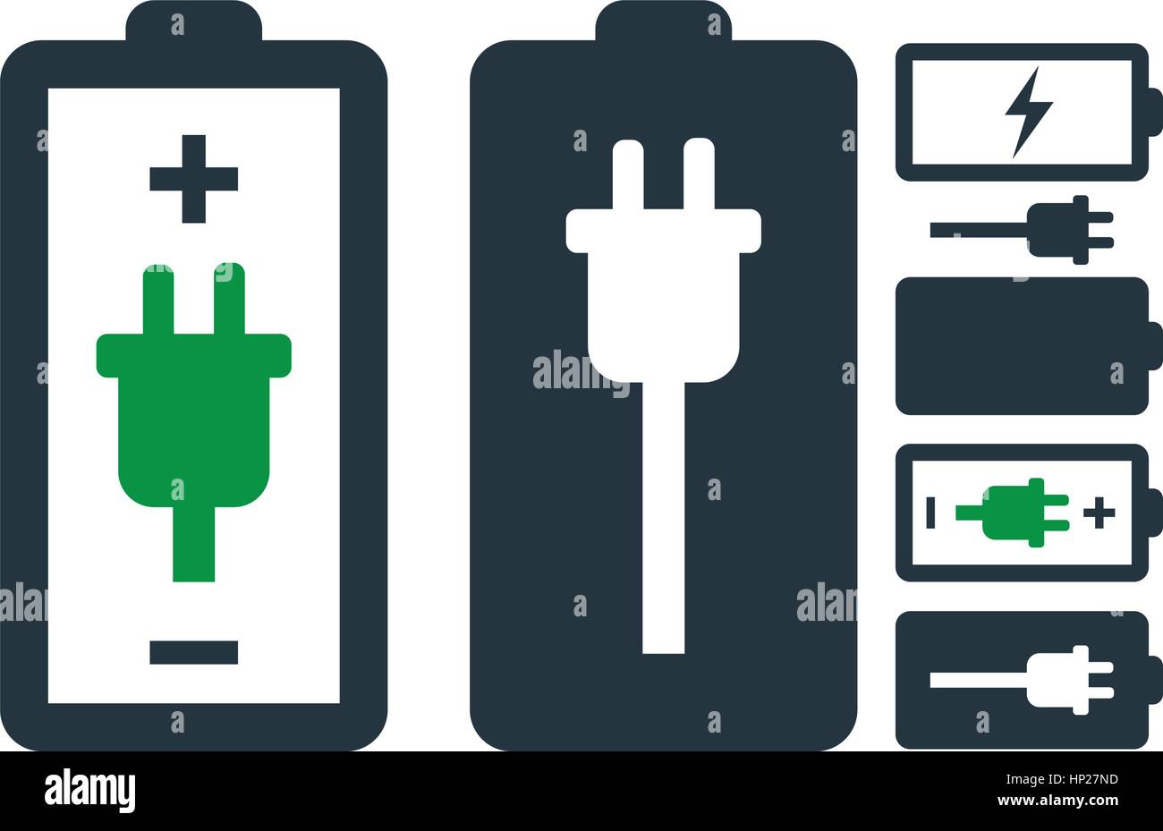 Battery with Power Plug Icon Set Design Stock Vector Image & Art - Alamy