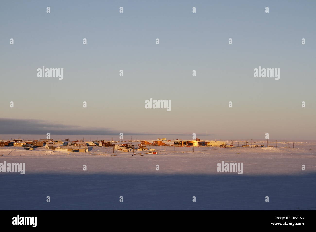 Early morning winter sunrise over Cambridge Bay, Nunavut with the new ...