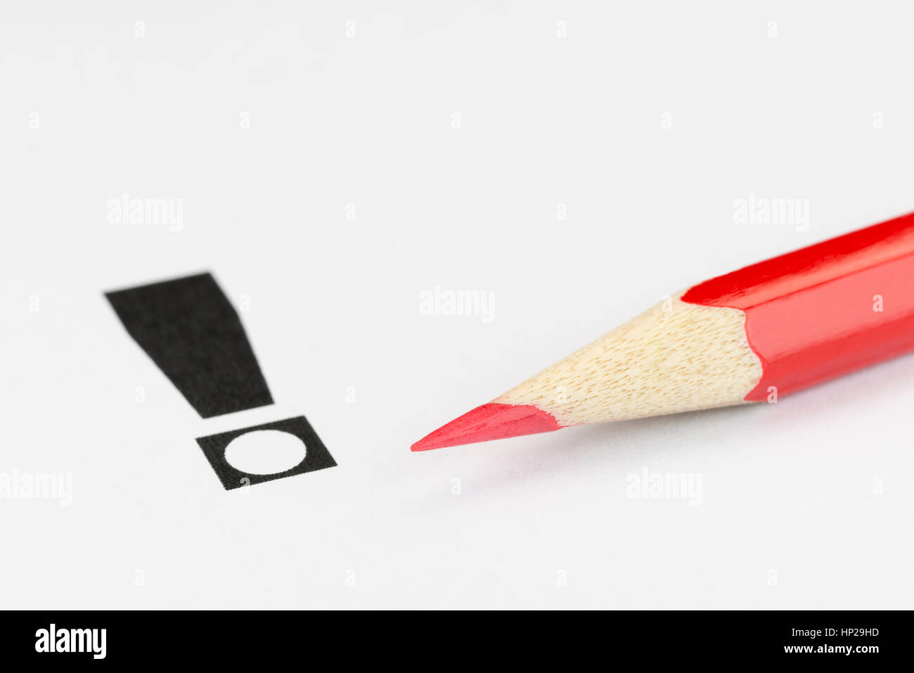 Conceptual visualization of an exclamation point and red pencil as a ...