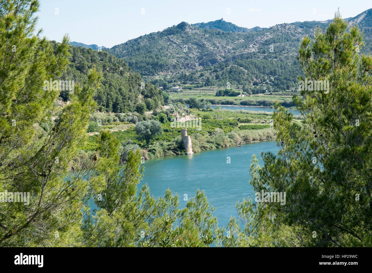 Landscape by the river ebro Stock Photo - Alamy
