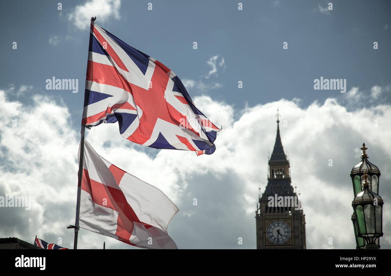 Closeup of Union Jack flag. UK Flag. British Union Jack flag blowing in ...
