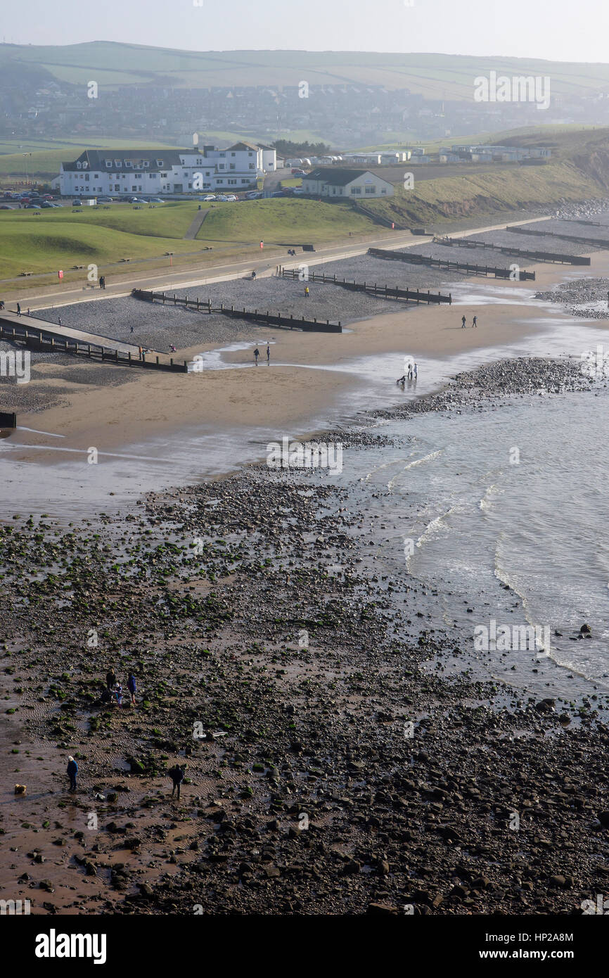 St Bees Head promenade and beach, West Cumbria, England, UK Stock Photo ...