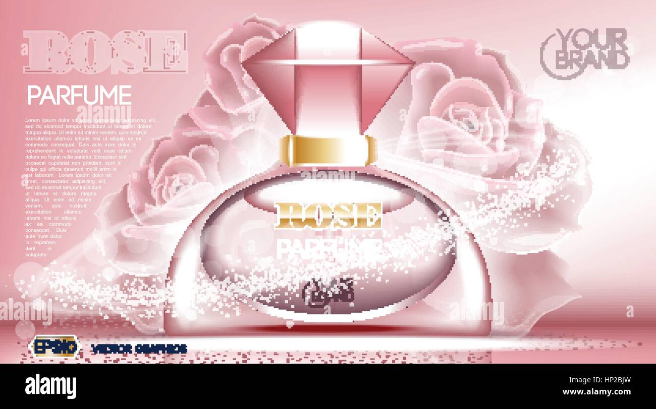 Perfume bottle Cosmetic ads template, droplet bottle mock up isolated ...