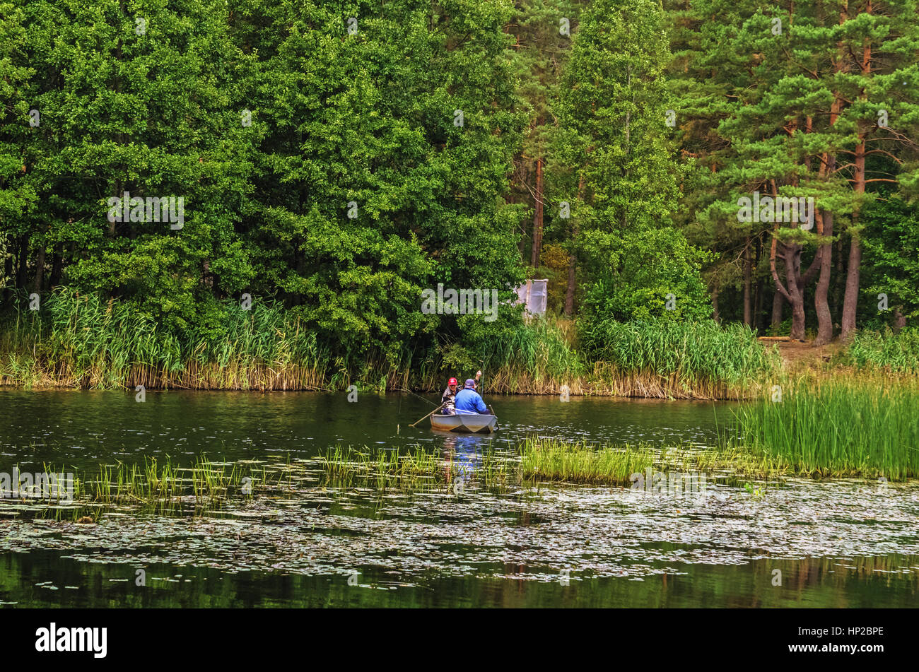 Fishing on the lake Stock Photo - Alamy