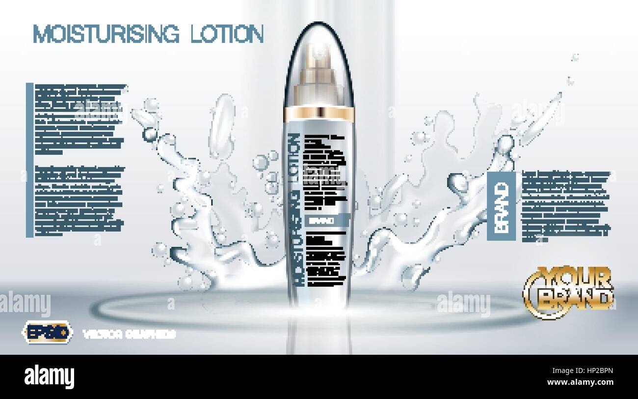 Aqua Moisturizing Lotion cosmetic ads template. Refreshing skin toner ...