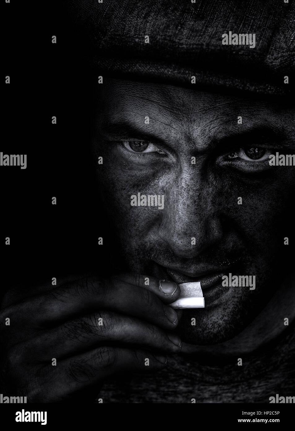 Dirty man portrait Stock Photo - Alamy
