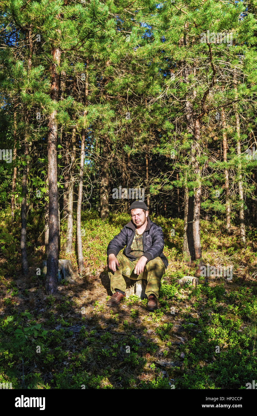 Gathering berries in the wood Stock Photo - Alamy