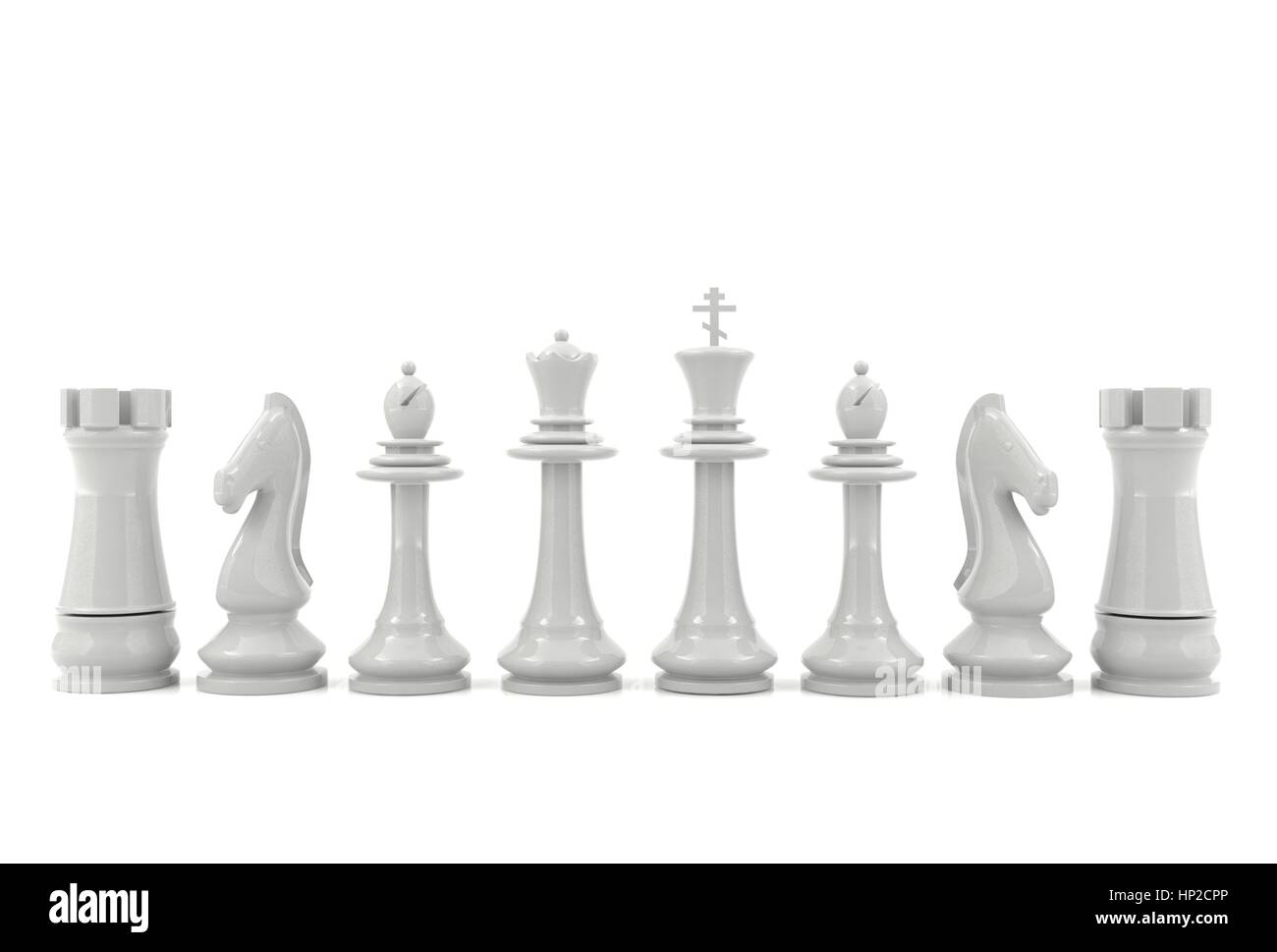 White chess pieces isolated on white background Stock Photo - Alamy