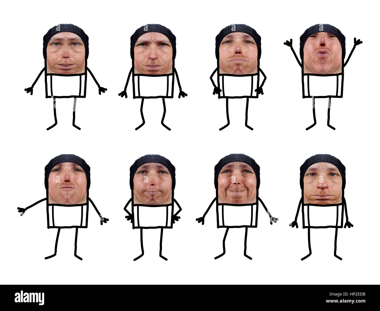 Cartoon characters with funny faces - Men Stock Photo - Alamy
