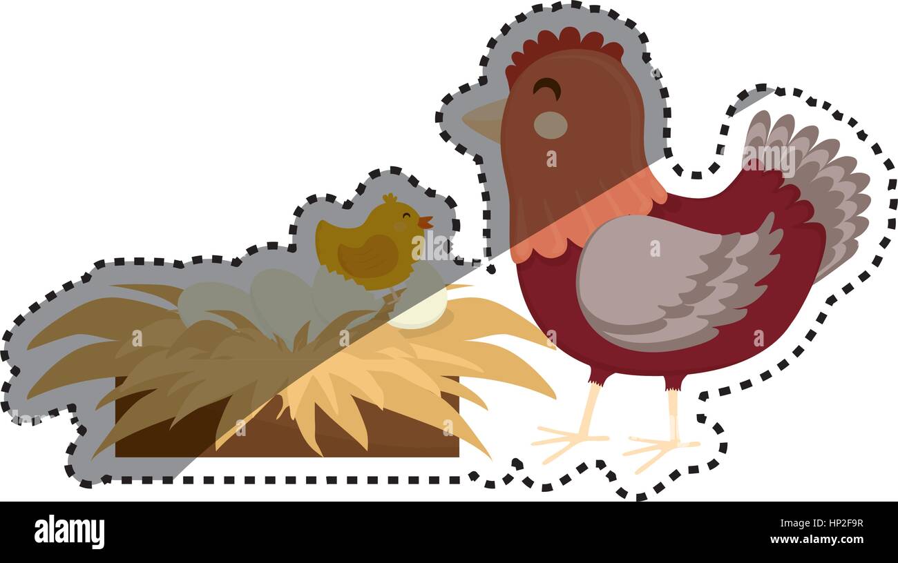 chicken farm animal icon vector illustration graphic design Stock ...