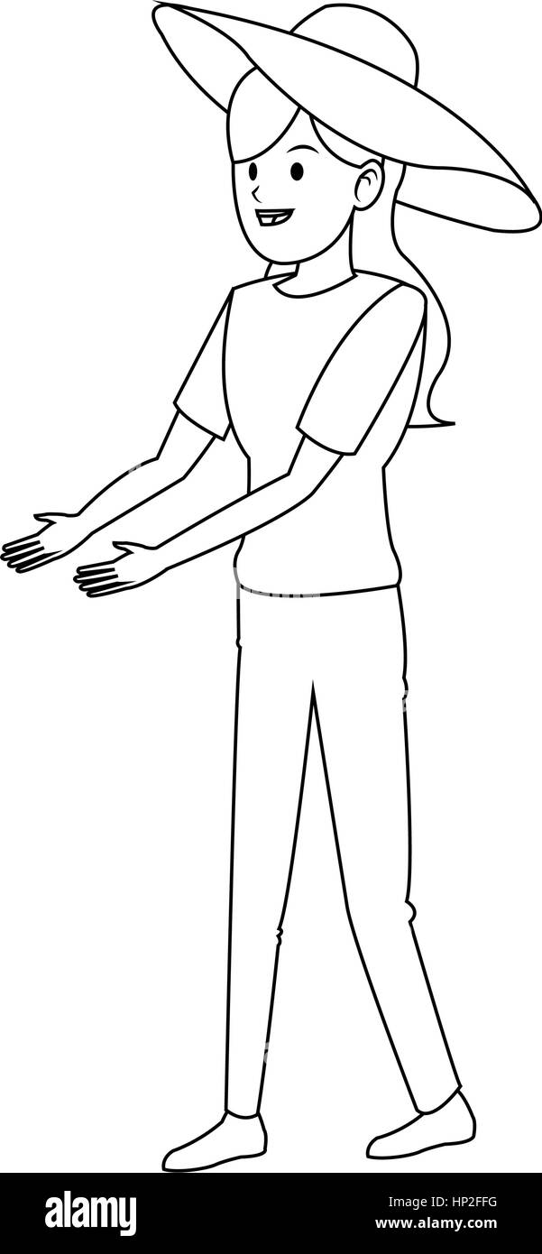 woman with a hat over white background. vector illustration Stock ...