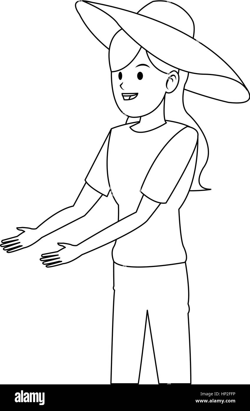 woman with a hat over white background. vector illustration Stock ...