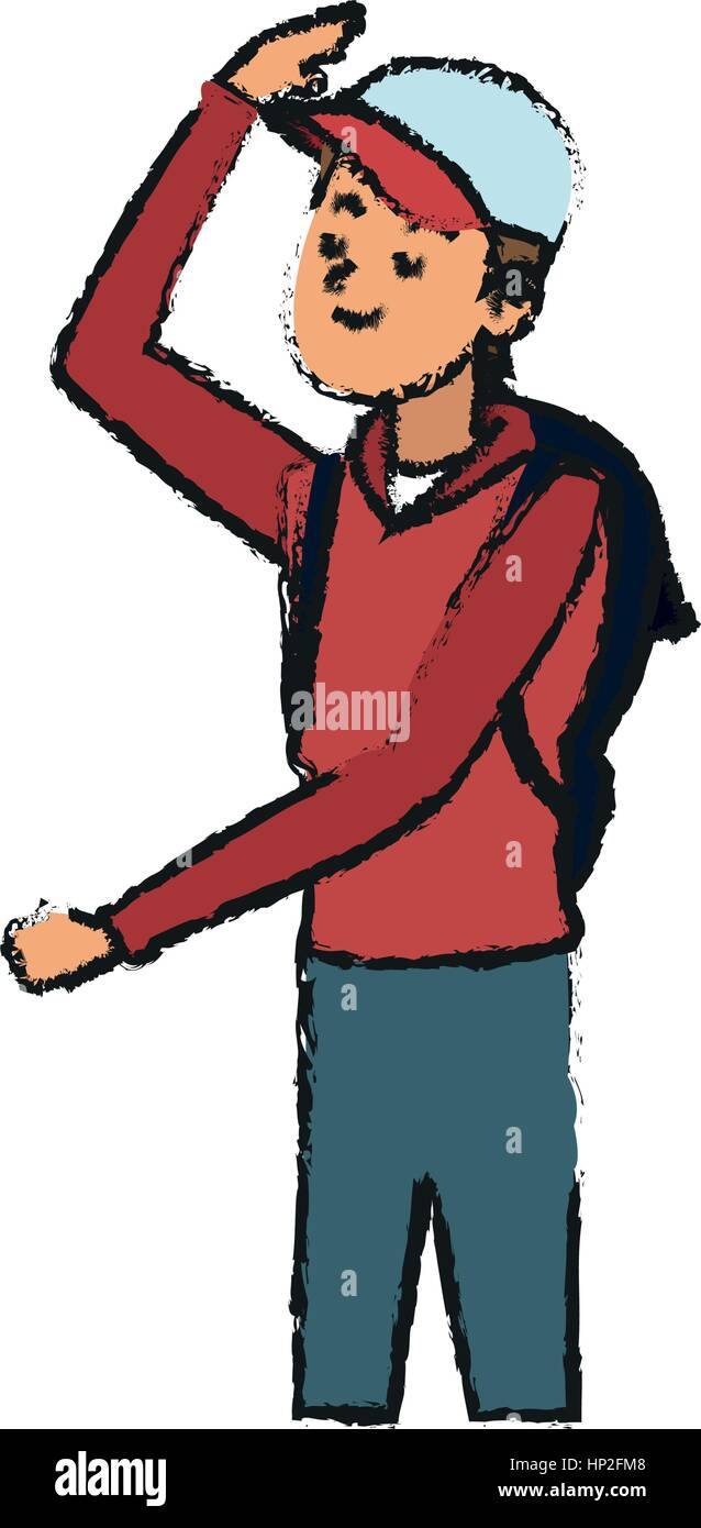 man with a backpack over white background. colorful design. vector ...